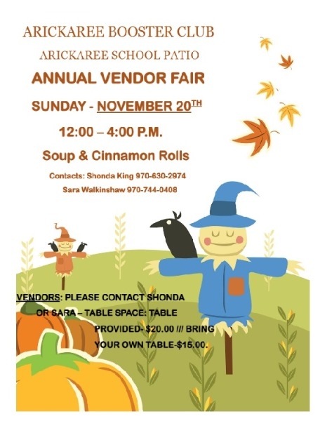 Arickaree School District R-2 - Arickaree Booster Club- Annual Vendor Fair